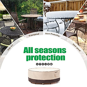 F&J Outdoors Patio Furniture Covers Waterproof Anti-UV Rip-stop Fabric Extra Large Outdoor Furniture Covers, 130" Dia