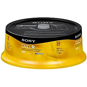 25DMR47RS4 - Sony 16x DVD-R Media 4.70 GB - 120mm Standard - 25 Pack Spindle