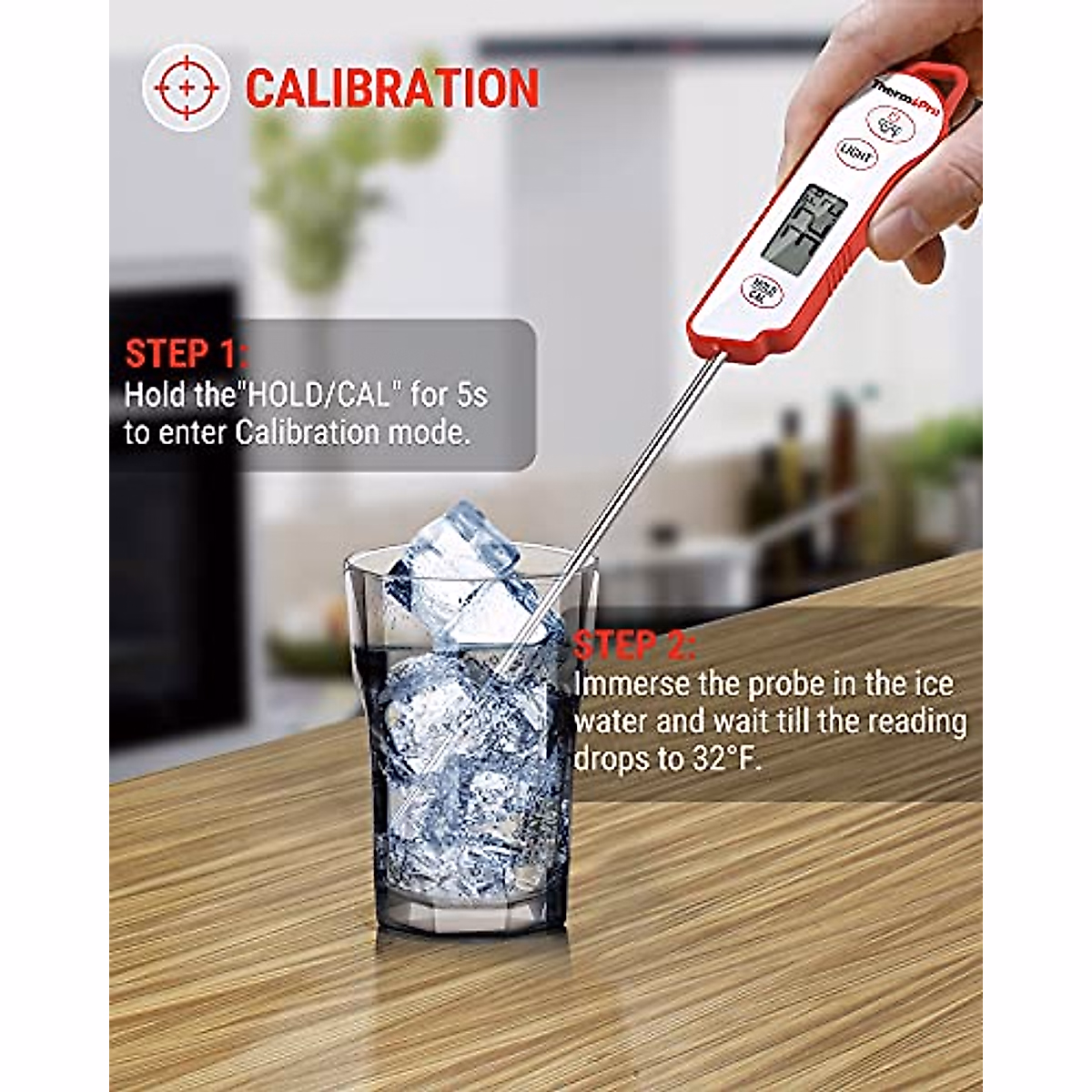 ThermoPro TP15 Waterproof Instant Read Food Thermometer, Digital Meat Thermometer for Cooking and Grilling, Backlight Kitchen Thermometer, BBQ Smoker Cooking Thermometer with Probe Calibration