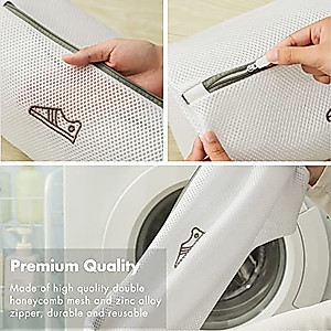 Musgogo Bra Washing Bags for Laundry, Mesh Delicates Bra Laundry Bags for Washing Machine, Large Bras Wash Bag Net Lingerie Undergarment Underwear Protector Bags, Sandwich Fine Mesh (2 Pcs White)
