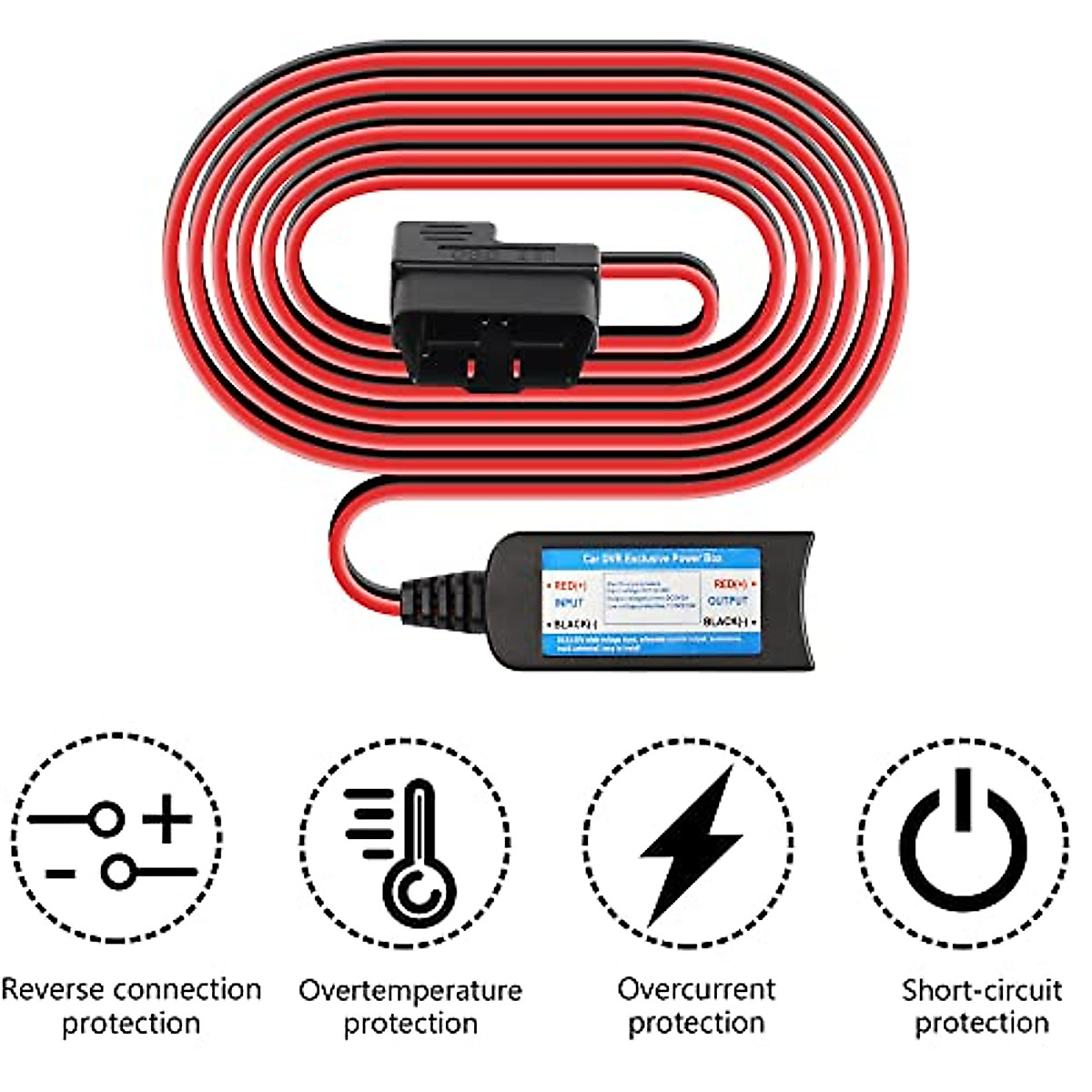 SinLoon OBD Power Cable for Dash Camera, 12V-30V to 5V,OBD to USB A Power Step Down Cable, Easy Installation Into Vehicle OBD 5FT(USB-A)