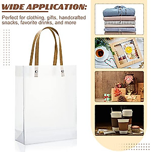 30 Pcs Clear Gift Bags with Handles, White Frosted Plastic Bags, Clear Reusable Bags for Gifts Party Favors, Transparent Tote Boutique Bags Gift Wrap Bags for Wedding, Retail, 10 x 8 x 3 Inch