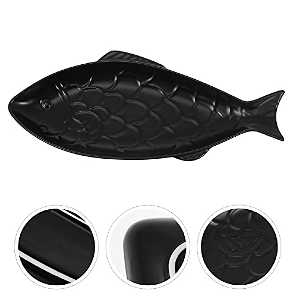 UPKOCH Jewelry Tray 2pcs for Ceramic Steaming Oval Plates, Japanese Sushi, Restaurant Porcelain and Dish Snack Tray Storage Salad Dish: Shape Trays Design Fruit Black Large Decorative Tray
