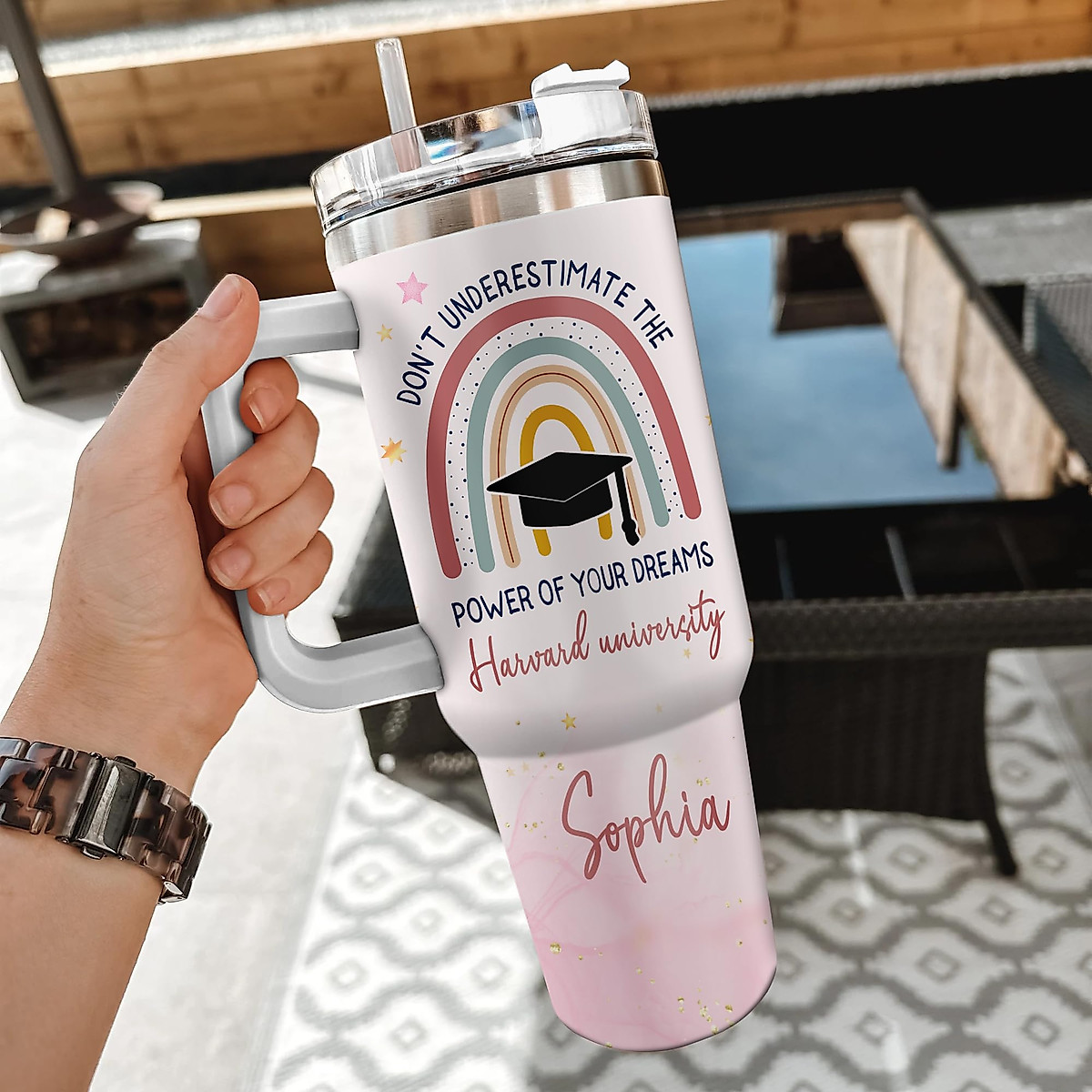 Hyturtle Personalized Tumbler Class Of 2025 - Graduation Drinking Gifts For Her - Grad Inspirational Gifts For Graduate College School Masters Degree - Stainless Steel Travel Coffee Cup 40oz With Lid