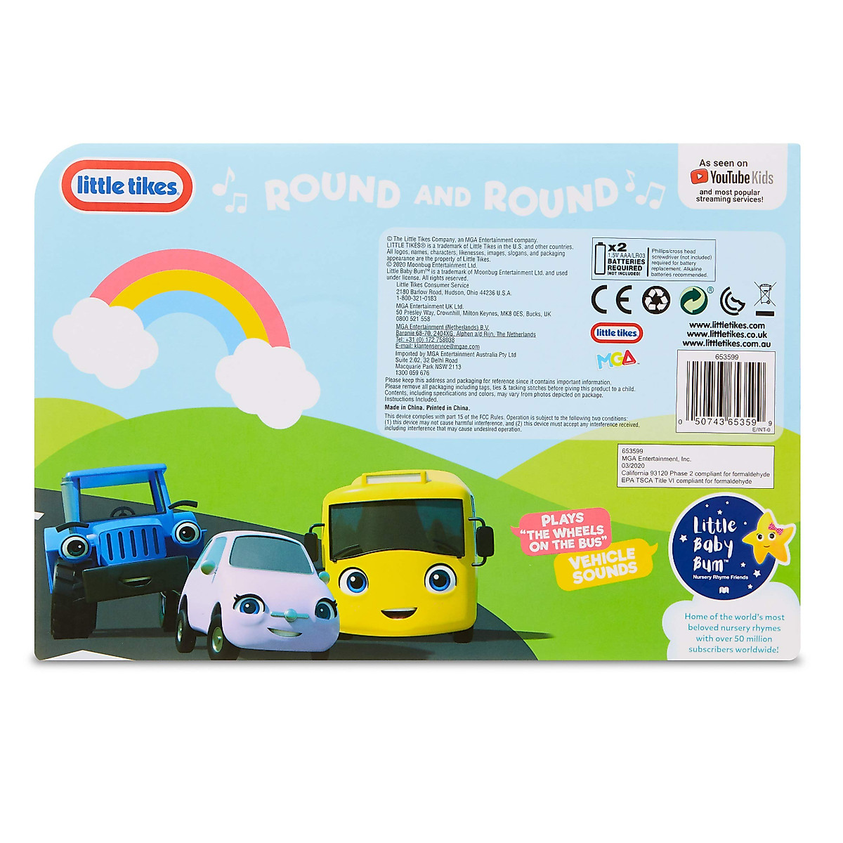 Little Tikes Baby Bum 5-Piece Chunky Wooden Sound Puzzle Plays Wheels on The Bus