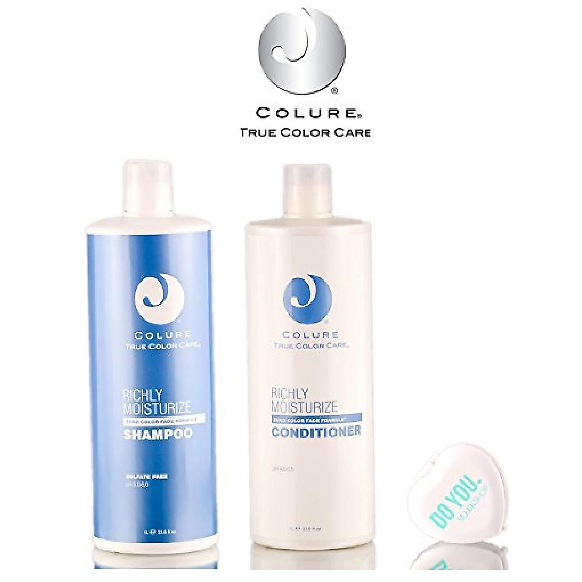 Colure True Color Care Richly Moisturize Shampoo & Conditioner DUO Set (with Sleek Compact Mirror) (33.8 oz Liter Large Kit)