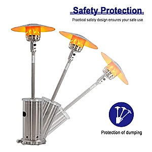 PIONOUS 48000BTU Outdoor Patio with Wheel and Table Heater, Gas Heater for Iindoor and Outdoor use for Party, Garden, Deck, Library, Camping - 4 Set, Silver