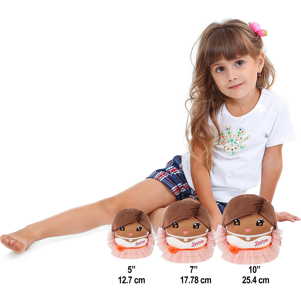 Barbie Cuutopia Plush, 10-inch Soft Pillow Doll Inspired by Iconic ‘80s Peach Gown with Tactile Ruffle Sleeves & Long Hair, Collectible Toy