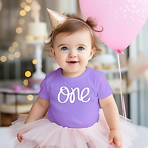 One 1st Birthday Shirt for Baby Girls First Birthday Outfit Purple Shirt