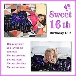 Sweet 16 Gifts for Girls, 16th Birthday Gifts for Girls, Gifts for 16 Year Old Girl, 16 Year Old Girl Birthday Gift Ideas, Sweet Sixteen Gifts for Girls, 16th Birthday Decorations Blanket 50" X 60"