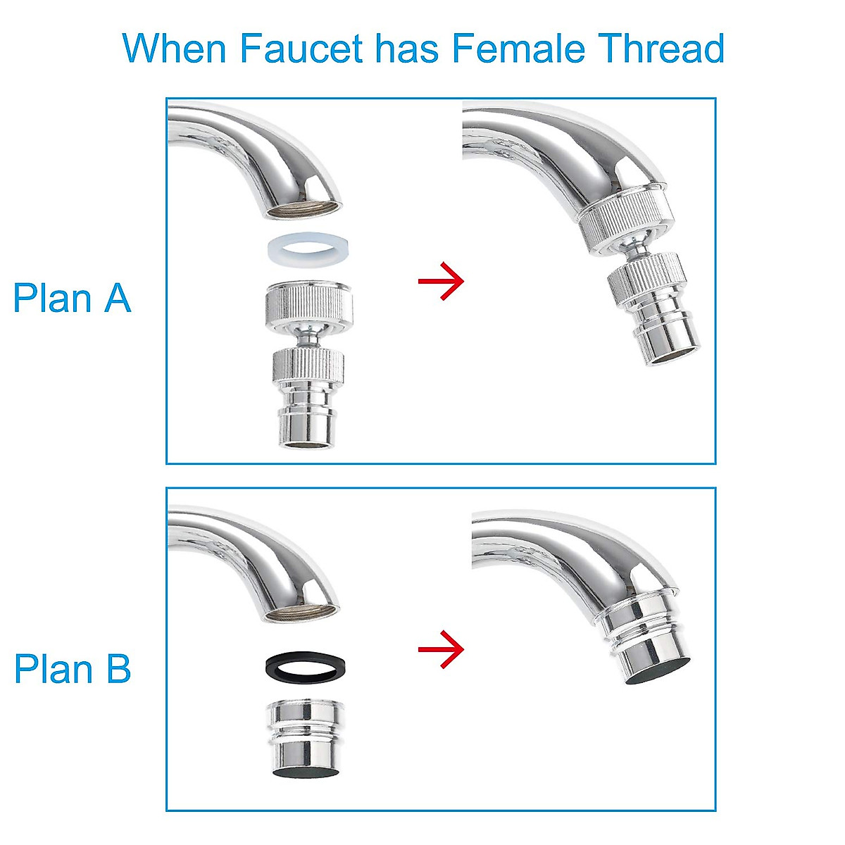 Hibbent 2 PACK Dishwasher Faucet Adapter, Dishwasher Snap Adapter Connection, One with Swivel Ball Joint and The Other One with Faucet Aerator, 15/16-27Male Outside and 55/64-27Female Inside, Chrome