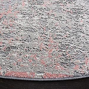 SAFAVIEH Meadow Collection 6'7" Round Grey / Pink MDW583H Modern Abstract Area Rug