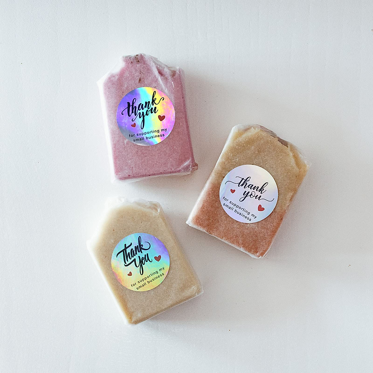 NSWDYLO Thank You Stickers Roll 500pcs 1.5” Thank You for Supporting My Small Business Stickers 4 Designs Thank You Small Business Stickers for Business Packages Holographic Thank You Stickers Labels