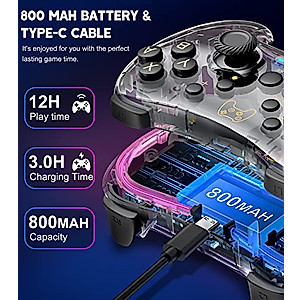 Switch Controller Compatible with Switch/Lite/OLED Controller, Switch Pro Controller With RGB Breathing LED, Switch Controllers Remote Supports Multi-Platform&App with Turbo, Wake-up Function