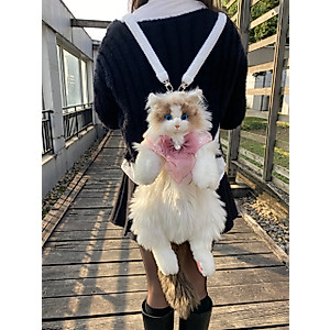 Chongker Stuffed Animals Backpack - Cute Cat plush Backpack, Handcrafted Realistic Cat Shaped Backpack for Women,Girls,Adults,Kids,Idea for Birthdays,Anniversaries,Ordinary days, Large Ragdoll Bag