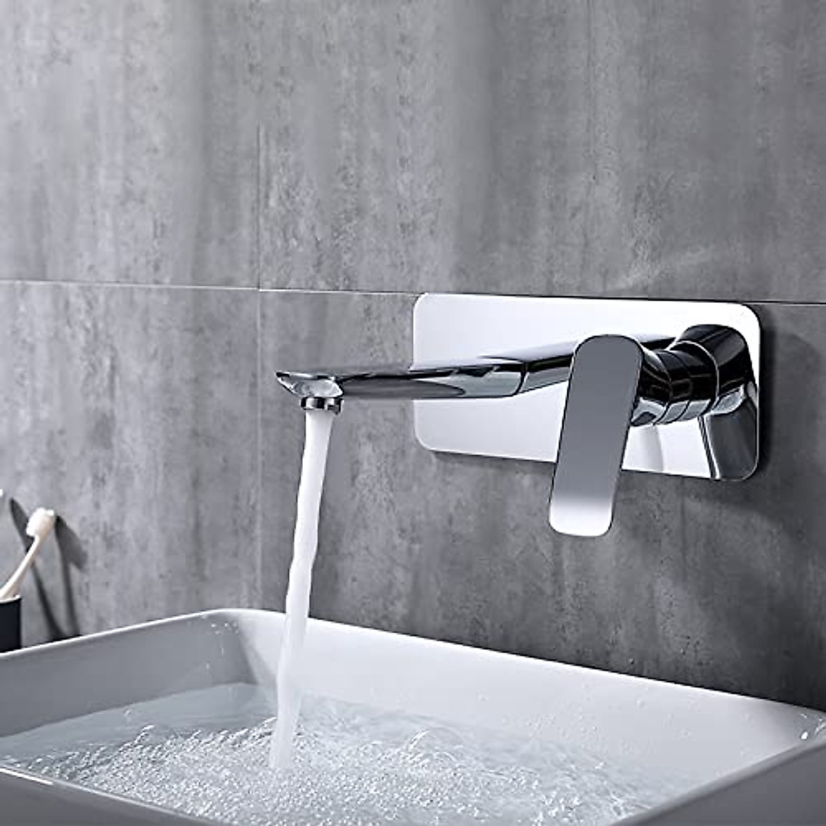 Bathroom Faucet Wall-Mounted Bathroom Sink Faucet Brass Basin Mixer Tap Hot and Cold Water Lavatory Faucet Single Handle Bathroom ​Vessel Sink Faucet,Chrome Heavy Duty