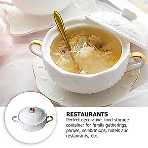 Zerodeko 1 Set of Ceramic Soup Bowls with Handles Porcelain Soup for French Onion Soup Cereal Beef Stew Chill Pasta Pot Pies Microwave