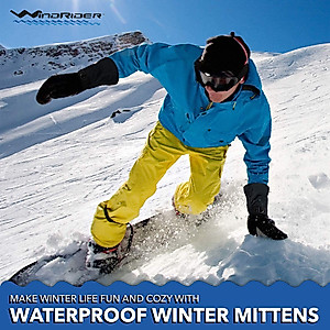 Rugged Waterproof Winter Mittens | Extra Long Gauntlets | Snowboard, Ski, Ice Fishing, Mittens | Medium Weight (XXL)