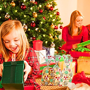 Christmas Treat Bags, Christmas Cellophane Bags, 50Pcs Christmas Candy Bags, Cellophane Treat Bags with Twist Ties, Cellophane Gift Bags Cookie Bags Goodie Bags for Xmas Holiday Party Favors Supplies