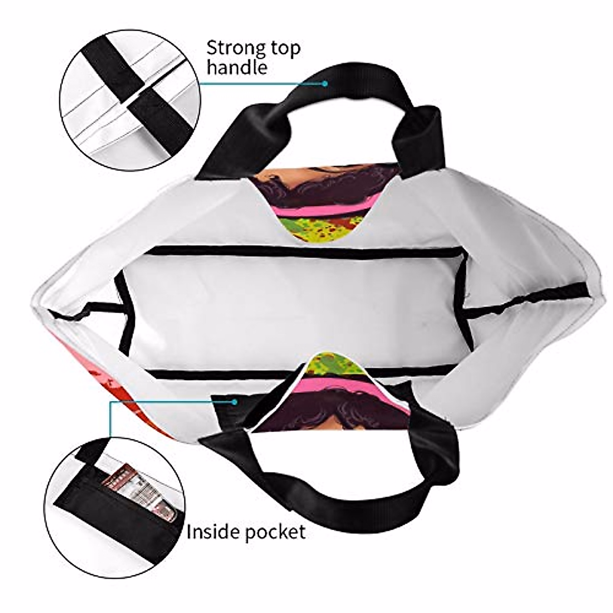 EZYES African American Womens Tote Bag Black Girl Tote Bag For Women Pink Large Casual Shoulder Handbag Beach Bag For Work School Gym