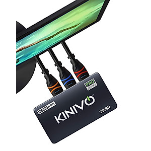 Kinivo 350BN 4K HDMI Switch with BlueRigger 4K HDMI Cable - 6.6FT, 3 Pack (4K 60Hz, HDR, HDMI 2.0, 3 Port Switch, Auto-Switching)