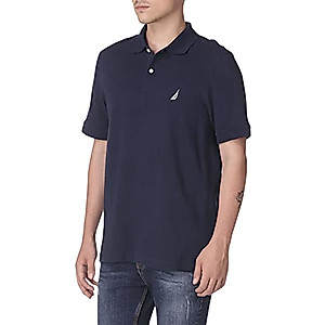 Nautica Men's Short Sleeve Cotton Pique Polo Shirt, Navy Solid, Medium