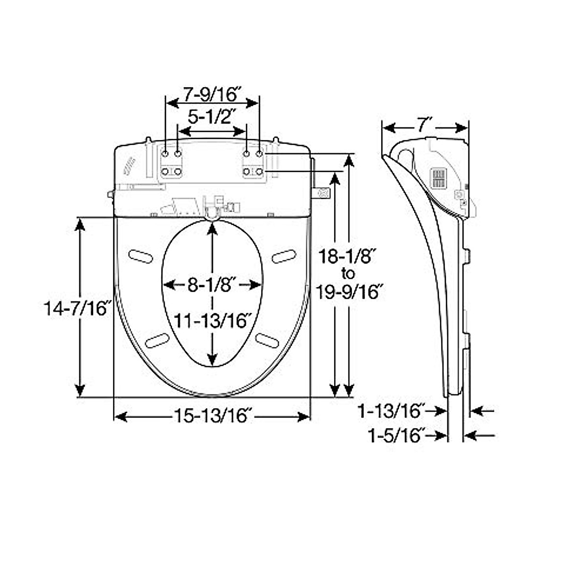 Bemis B1980NL 000 Renew Plus Heated Bidet Cleansing Spa with Warm Air Dryer, 3 Wash Functions and iLumaLight Night Light, ELONGATED, White