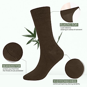 BampooPanPa Men's Max Cushioned Crew Socks, 4 Pair Comfortable Crew Men Socks, Seamless Stretchy Casual Sports Socks, Brown(4 Pairs),9-11