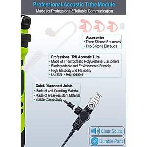commountain Clear Acoustic Tube for Two Way Radio Earpieces and Headset; Skin Friendly&UV Resistant TPU Coil Tube; Compatible with Motorola Earpieces, Commountain Earpiece and More; Fit for Left Ear