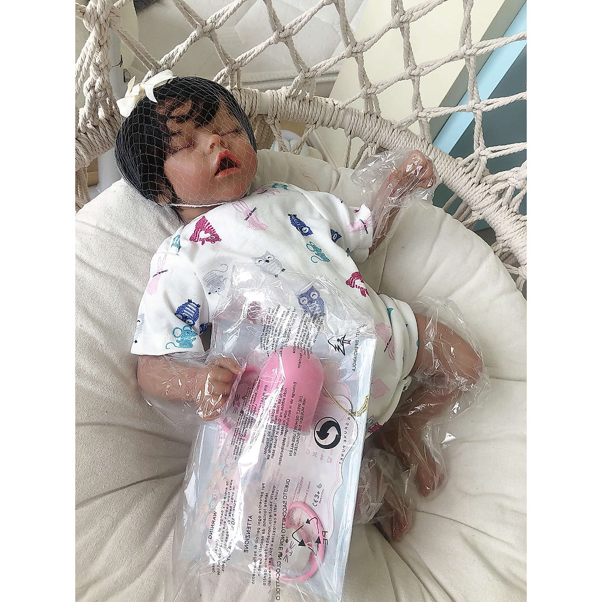 iCradle Black Realistic Reborn Baby Dolls Girls 18 Inch African American Lifelike Sleeping Newborn Baby Doll Gift Set