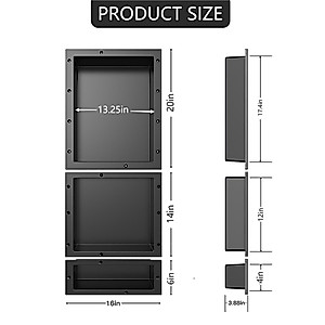 XZETORA Shower Niche SMC Material 40(20+14+6) X16in Niche for Shower Wall Shower Niches Ready for Tile Shower Niche Shelf