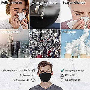 YYTDAISHU 10 Pack Black Reusable Breathable Cloth Face Protection, Adjustable Washable Male and Women Fashion Face Protection Cover