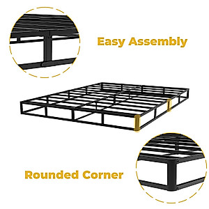 YORMDMO 5 Inch Queen Box Spring, Low Profile Queen Size Box Spring Only, Sturdy Metal Frame Mattress Foundtion, Easy Assembly, Noise-Free