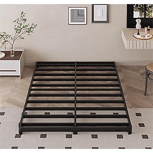 Likelalaso 3 inch Low Full Size Bed Frame with Rounded Corner, Heavy Duty Metal, Easy Assembly, Noise Free, Black