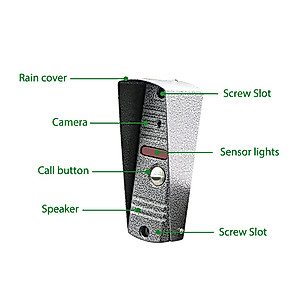 FBITE Video Door Phone Intercom System 7 Inch White Indoor Monitor Night Vision Rainproof Outdoor Doorbell