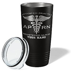 Personalized APRN Advanced Practice Registered Nurse Gift on Black 20 oz Stainless Steel Tumbler with Lid - Insulated Cup - Custom Travel Mug