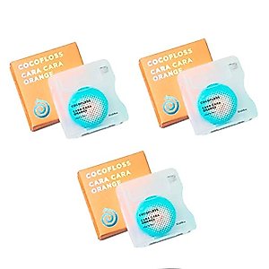COCOFLOSS Coconut-Oil Infused Woven Dental Floss | Orange | Dentist-Designed | Vegan and Cruelty-Free | 6 Month Supply (32 Yds x 3 Units)