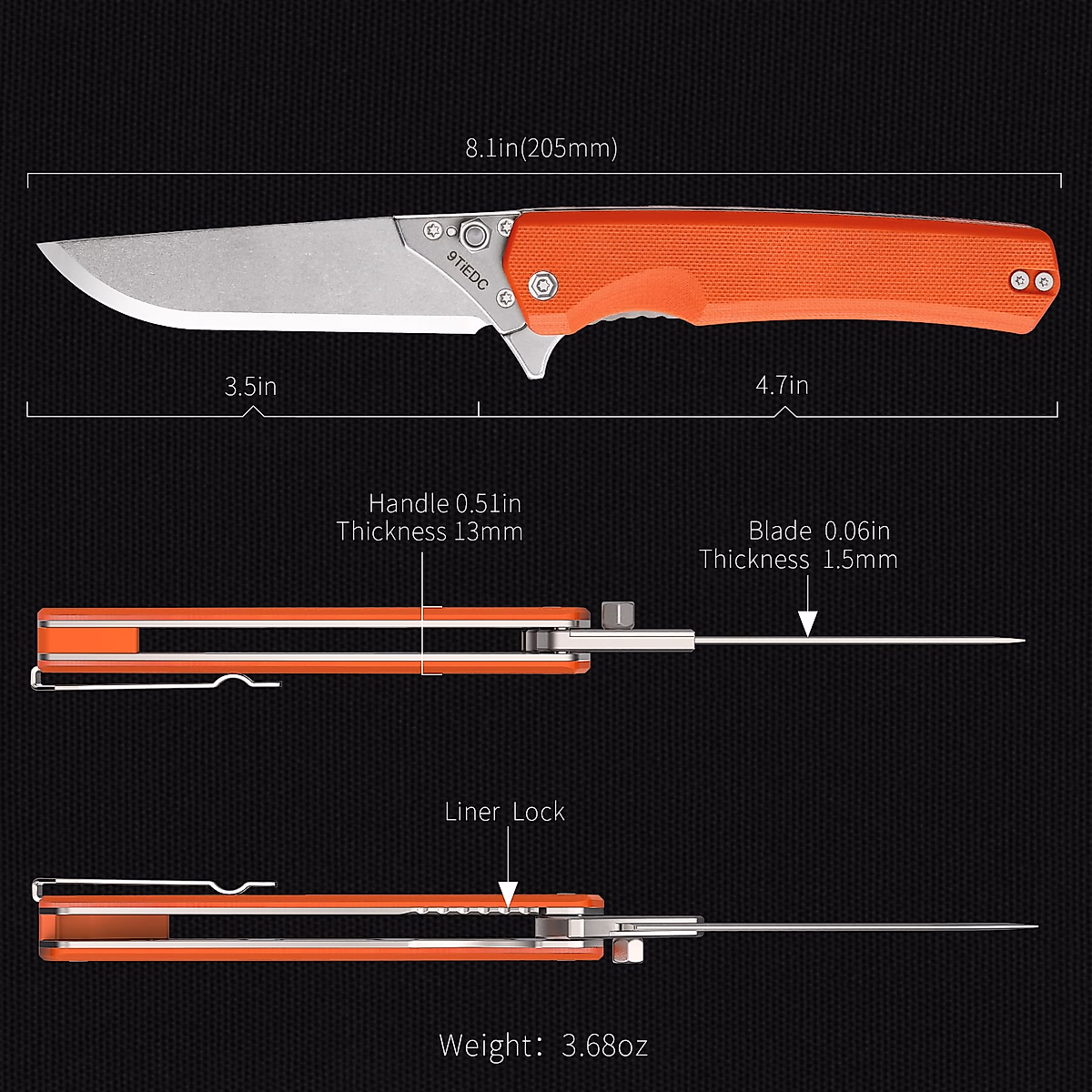 9TiEDC Folding Pocket Flipper Knife, 4pcs Replaceable Blades, 3.5" 440 Steel Blade G10 Handle EDC Knife with Pocket Clip for Men Women, Sharp Camping Survival Hiking, Outdoor or Indoor Carry Knives