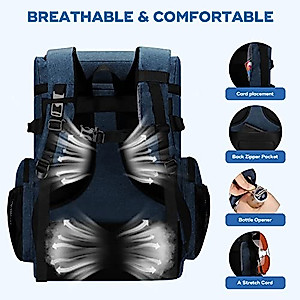 Maelstrom Cooler Backpack,50 Can Insulated Soft Backpack Cooler,Portable Lightweight Leakproof Cooler Bag,Large Capacity Beach Cooler,Waterproof Lunch Backpack for Men Women-Blue