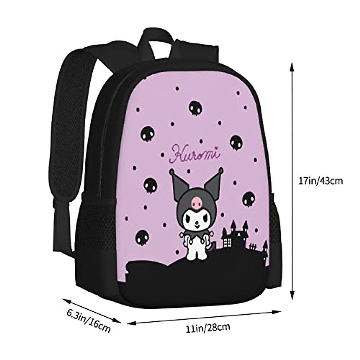 AMERMUSHAMILTON Kuro-mi Large Backpack Personalized Laptop Ipad Tablet Travel, Black, One Size