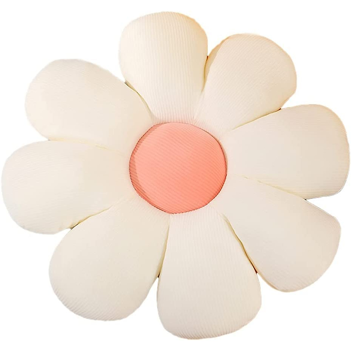 GnashCo Flower Pillow, Decorative Plush Daisy Flower Throw Pillow, Floor Cushion, Chair Seat Cushion, Chair Back Support, Car Pillow, Cute Trendy Pillow Home Decor(15 INCHES, White)