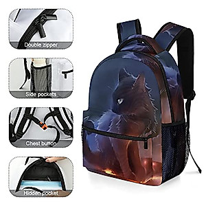 Cat Warrior Backpack Bookbag Cute Funny Printed Graphic for Book Study Travel