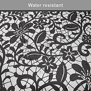 Lunarable Fractal Chair Seating Cushion Set of 2, Ceramic Mosaic Style Baroque Floral Design with Minimalist Effects Art, Seat Pads for Office with Anti-Slip Backing, 16"x16", Black and White