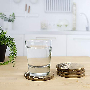 Boston Warehouse Honeycomb Resin and Wood Coasters Set of 4, Round