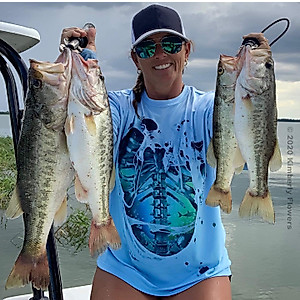 Rattlin Jack Men's Long Sleeve Fishing Shirt UVprotection Skeleton Bone XL White