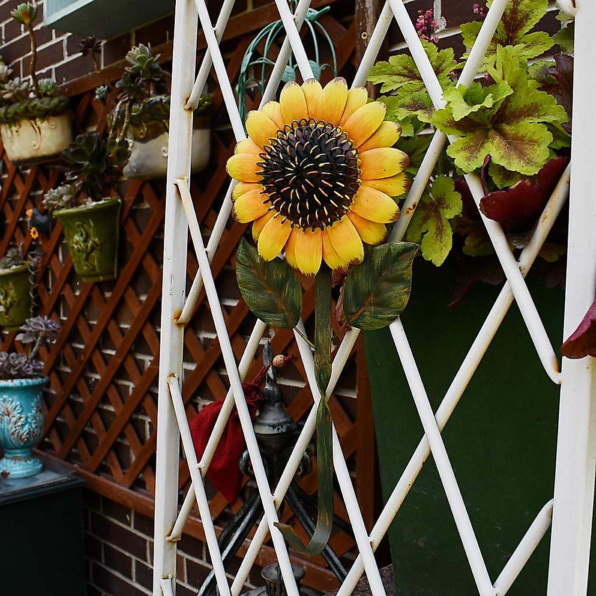 Morning View Sunflower Key Holder Metal Wall Mounted Sunflower Key Hook, Flowers Coat Rack, Durable Robe Rack, Decorative Hat Rack Towel Rack for Home Decor (Set of 2)