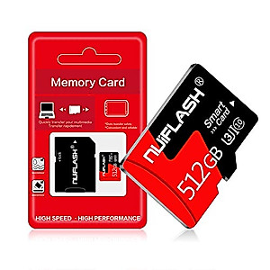 Micro Memory SD Cards 512GB TF Card with Free SD Card Adapter Class 10 High Speed 512GB Memory Card 512GB for Dash Cams Action Camera,Surveillance&Security Cams 512GB