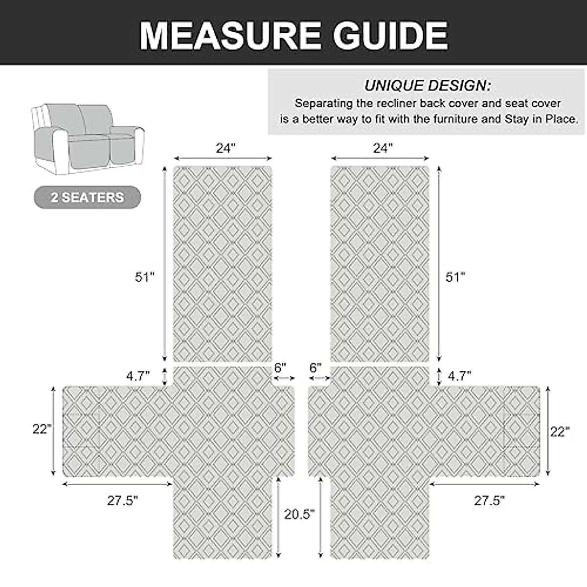 Genina Recliner Loveseat Cover Non-Slip, Sofa Cover for Reclining Couch 2 Seat, Loveseat Covers Double Recliner Furniture Protector Cover with Elastic Straps for Pets (Chocolate, Recliner Loveseat)