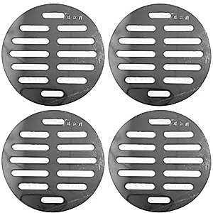 NGe 4Pcs Silver Tone 304 Stainless Steel Round Floor Drain Cover Drain Protection Cover 4 Inch 12 Holes