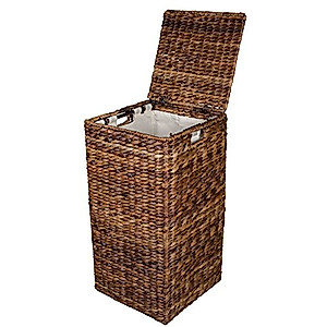 BIRDROCK HOME Seagrass Square Laundry Hamper with Removable Bag - Handwoven with Durable Abaca Fibers - Long Lasting Laundry Bin Storage for Dirty Clothes - Organizer Basket Use for Bedroom & Bathroom
